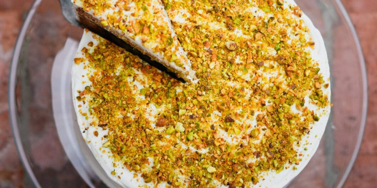 Pistachio Pudding filled Pistachio Cake - The Perks of Being Us